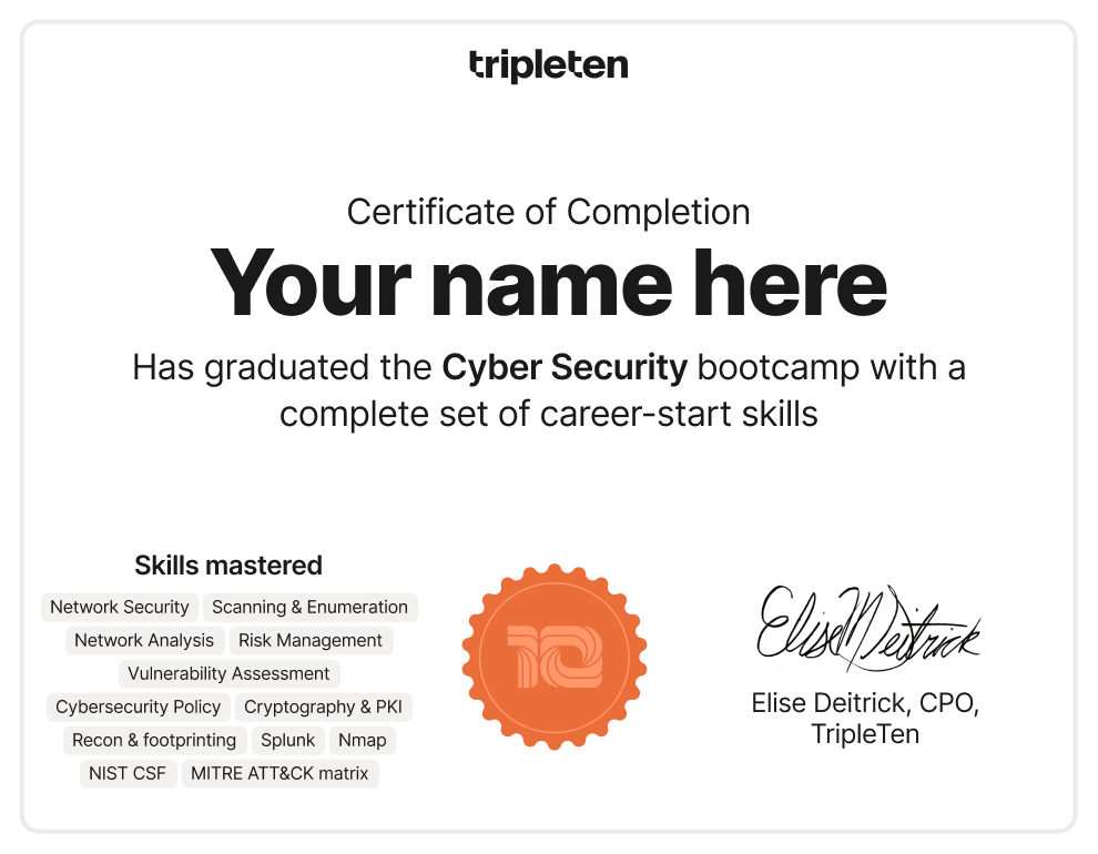 Cyber Security Bootcamp Online Part-Time | TripleTen